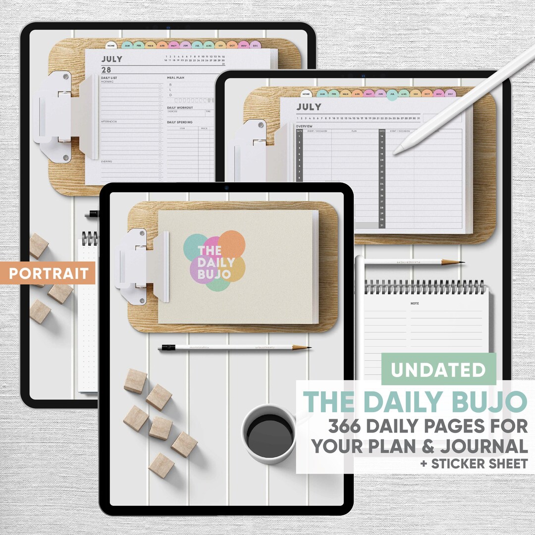 The Daily Portrait Bujo - Undated 12 Monthly Pages and 366 Daily Pages ...