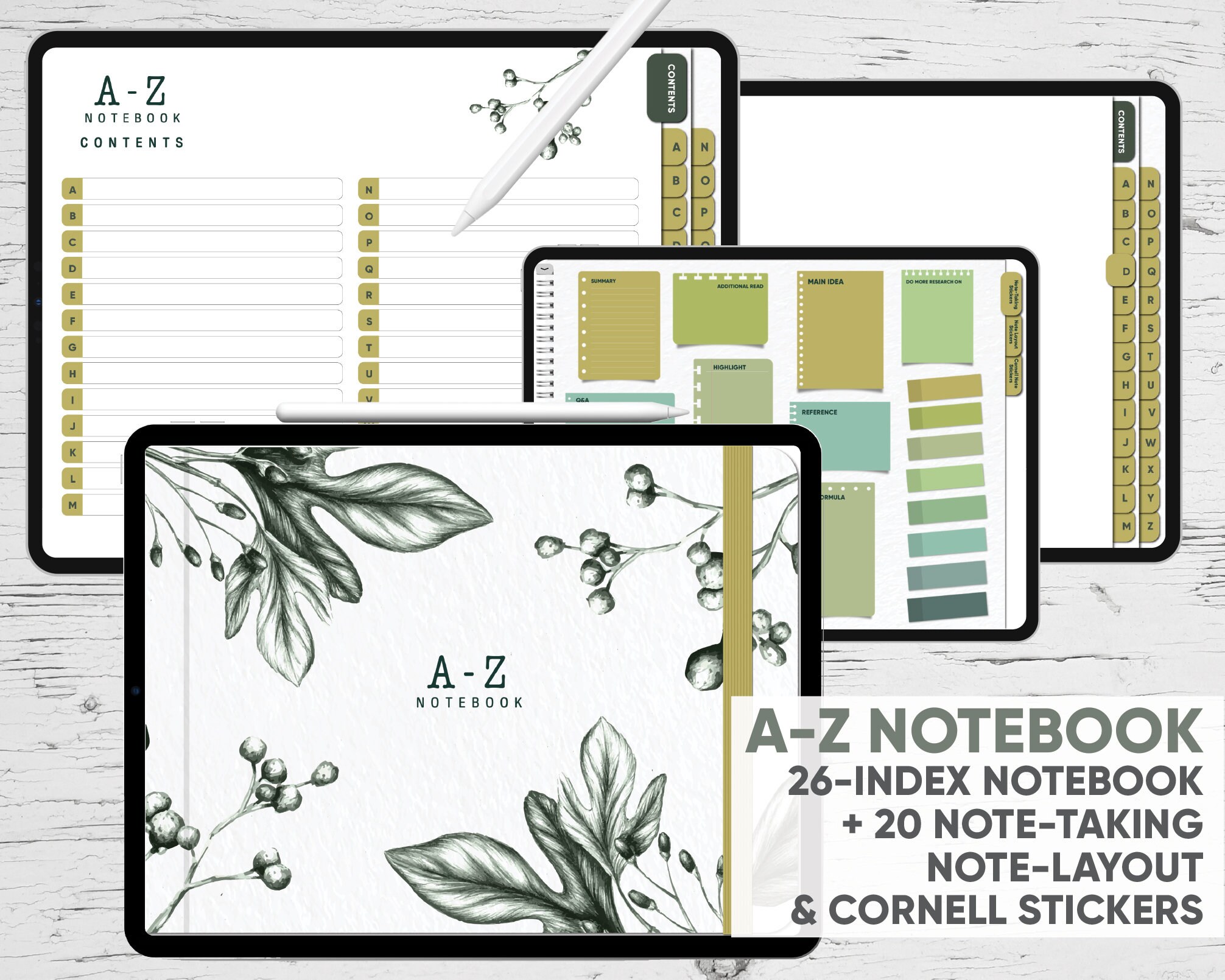 A-Z Notebook With 26-alphabetical-index 20 Noting and Note Layouts ...