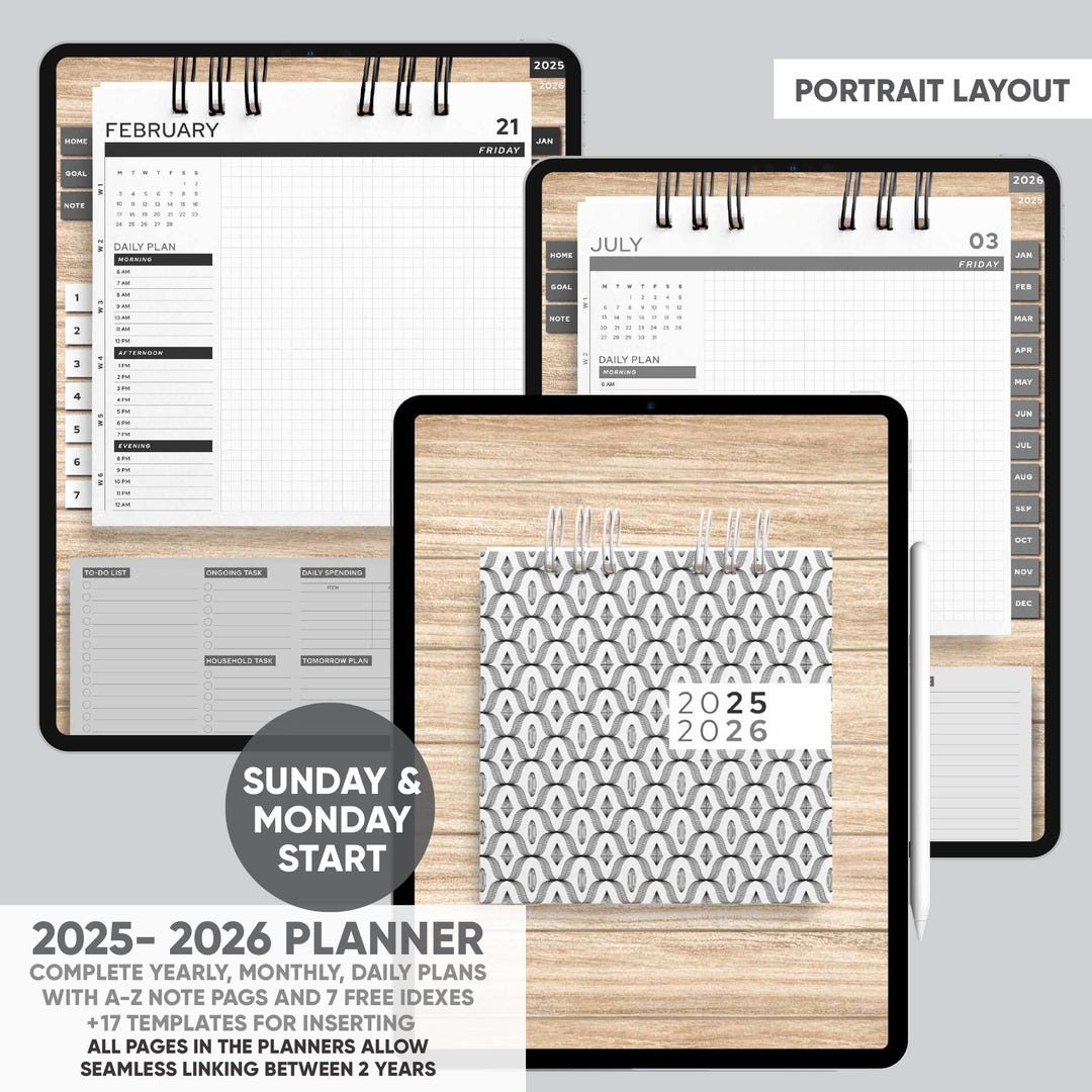 2025-2026 Digital Planner | 2-year Hyperlinked Planner | Seamless Year ...
