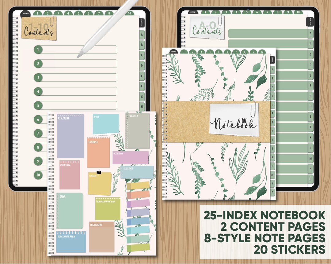 DIGITAL 25-index Notebooks in Portrait 20 Noting Stickers With Cornell ...