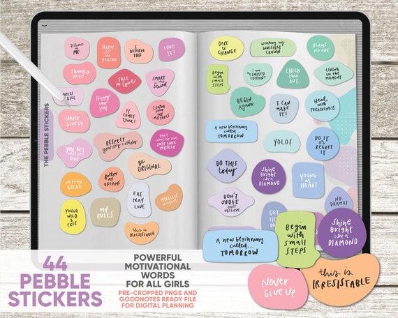 44 DIGITAL Pebble Stickers With Powerful and Motivational | Etsy