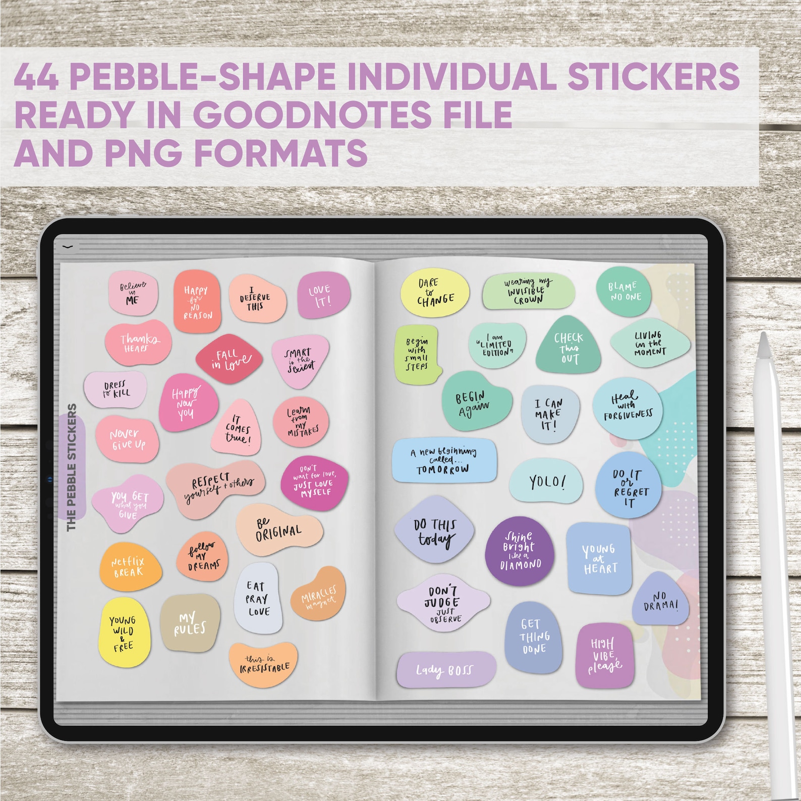 44 DIGITAL Pebble Stickers With Powerful and Motivational Words for ...