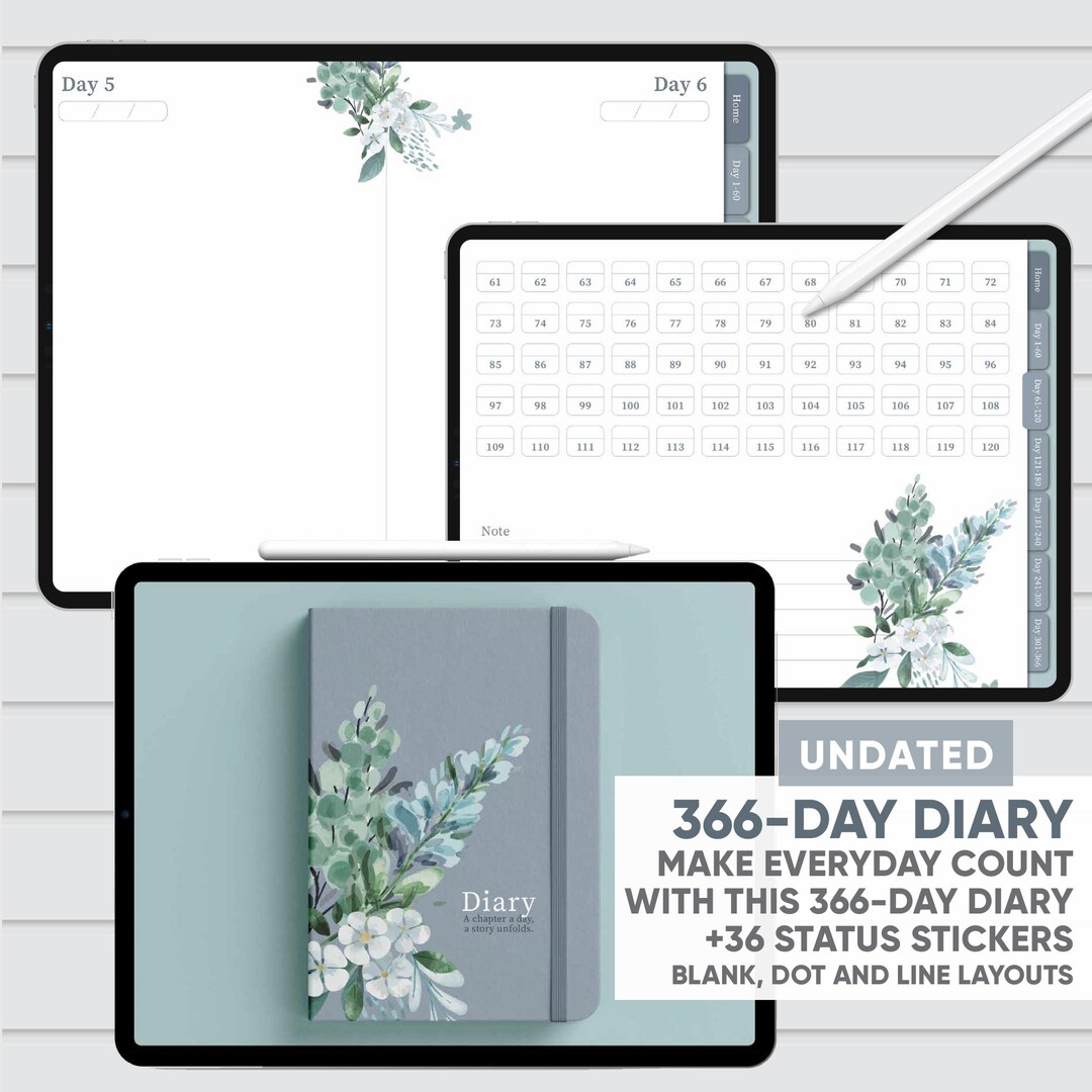 Undated 366-day Diary With 36 Status Stickers Start Anytime, Journal ...