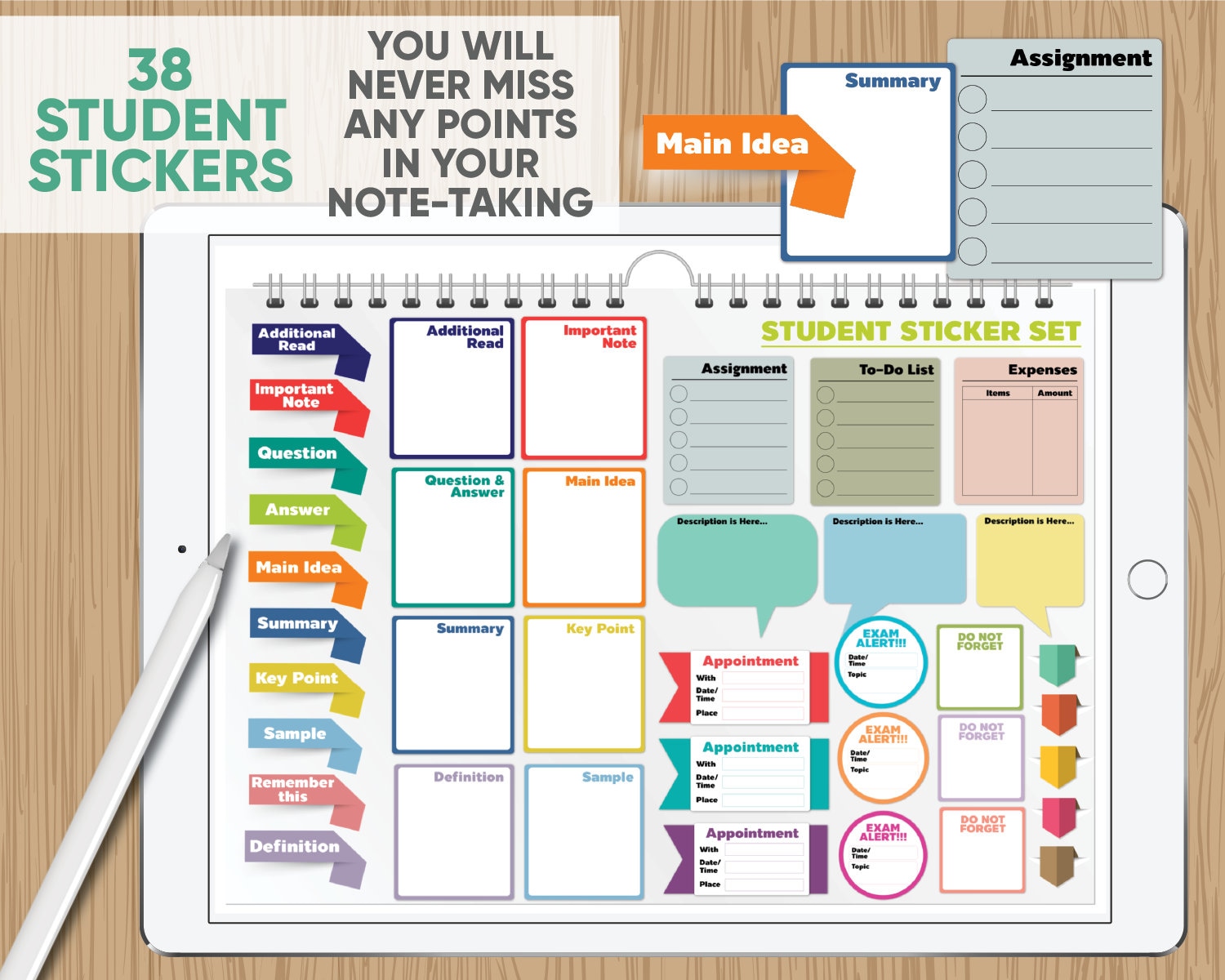 38 DIGITAL Stickers for Student Be more effective in lecture | Etsy