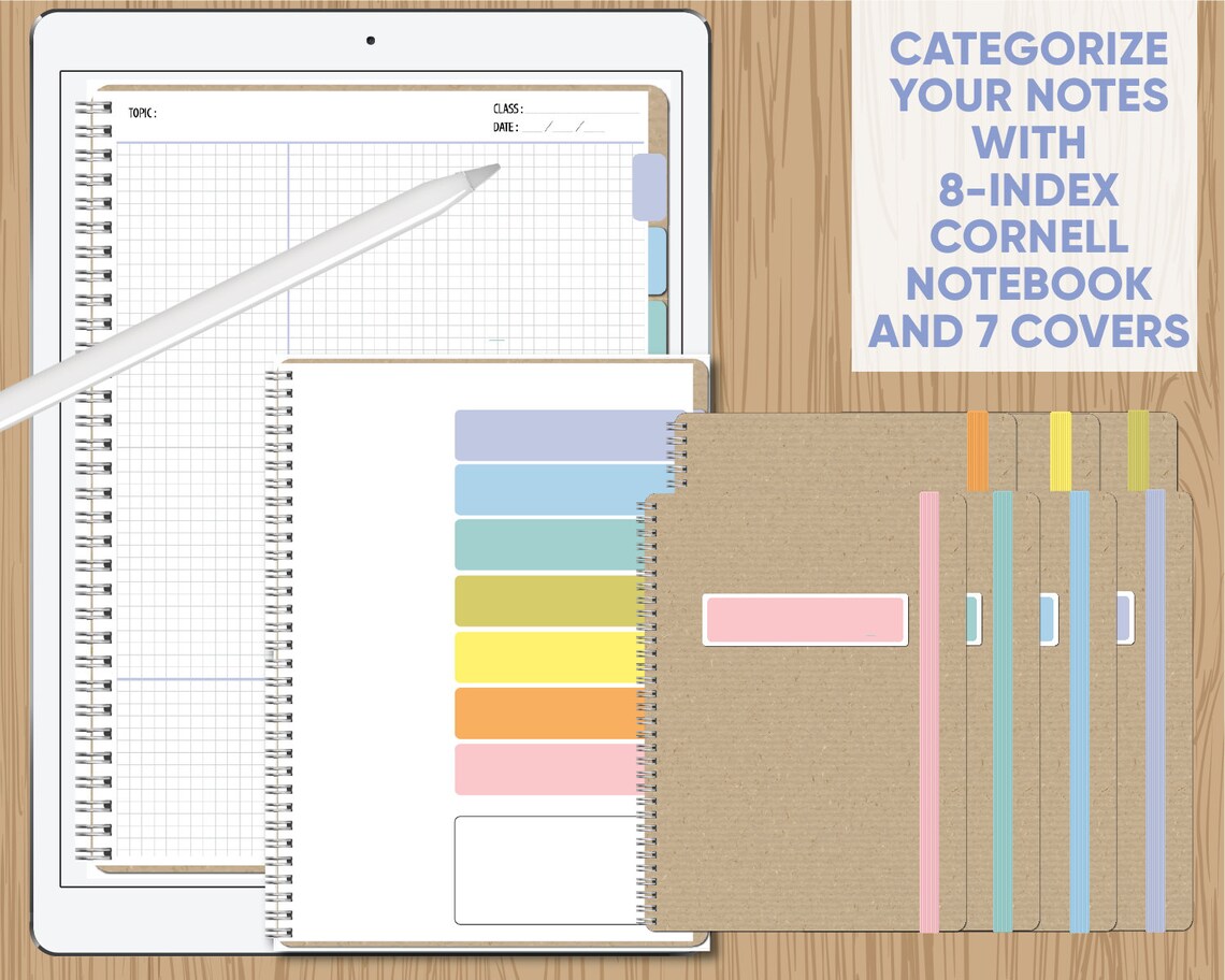 DIGITAL Cornell Notebooks in Portrait Categorize Your Notes | Etsy