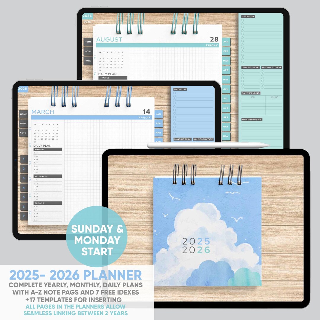 2025-2026 Digital Planner | 2-year Hyperlinked Planner | Seamless Year ...