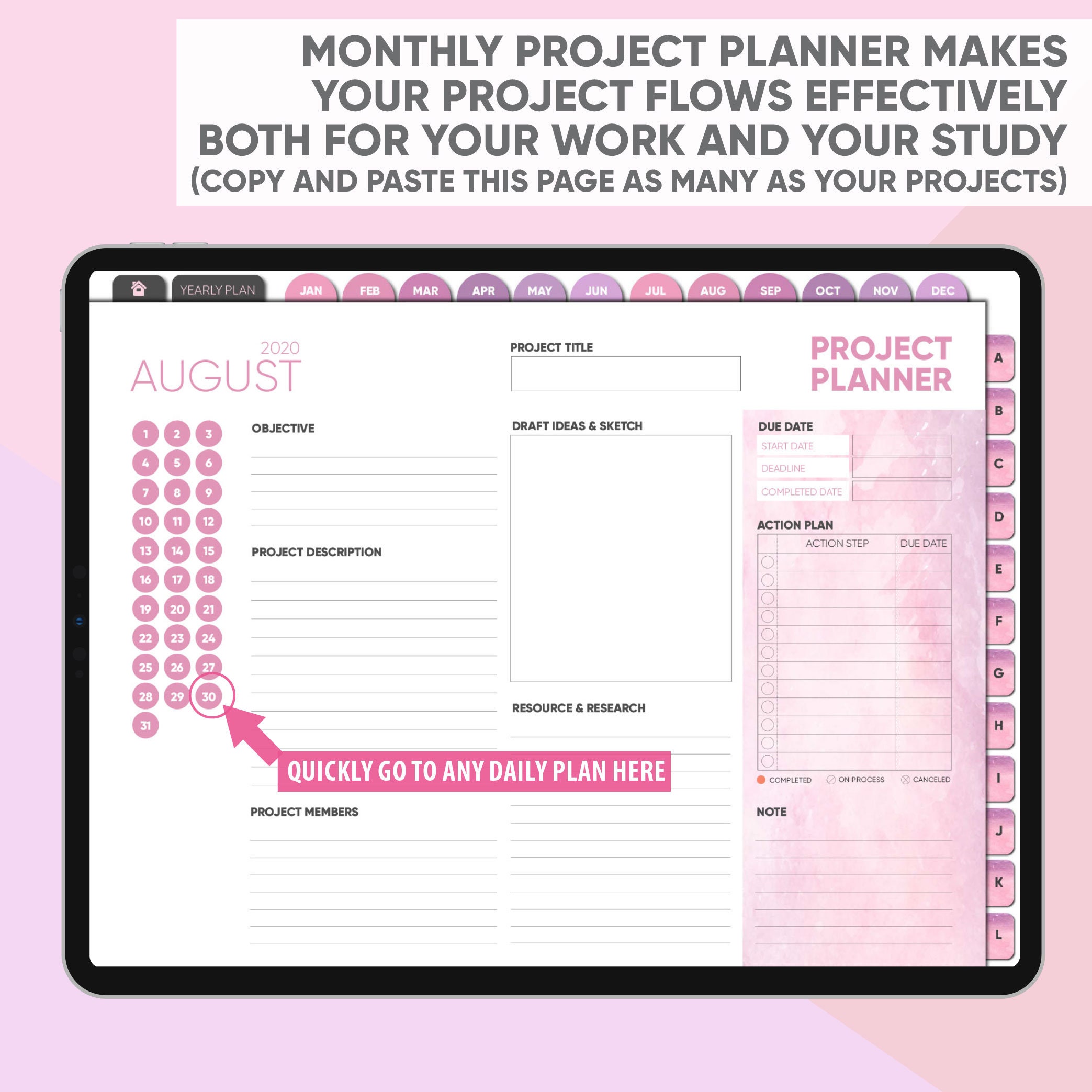 2020 2021 DIGITAL Planner Sun and Mon Start Complete | Etsy