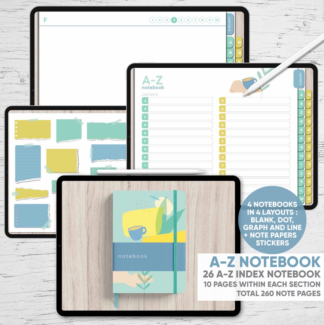 A-Z Notebook With 26-alphabetical-index in Total 260 Note Pages - 4 ...