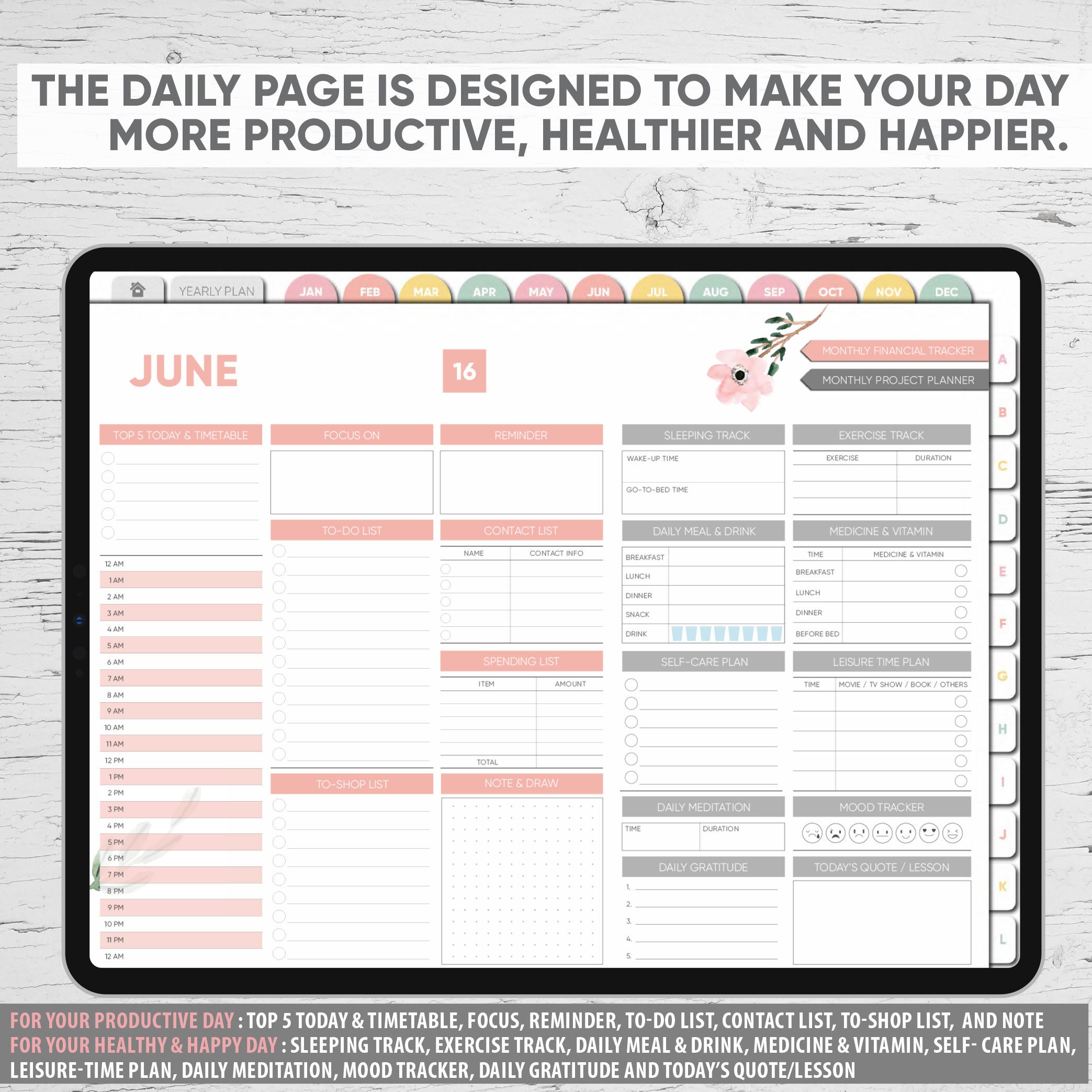 Undated DIGITAL Life Planner sun and Mon Start Complete | Etsy