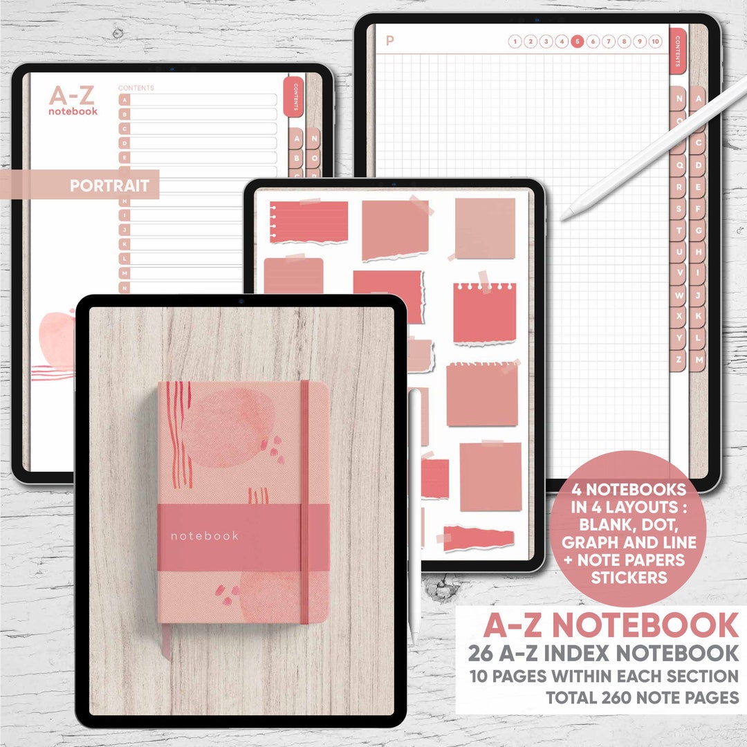 A-Z Portrait Notebook With 26-alphabetical-index in Total 260 Note ...