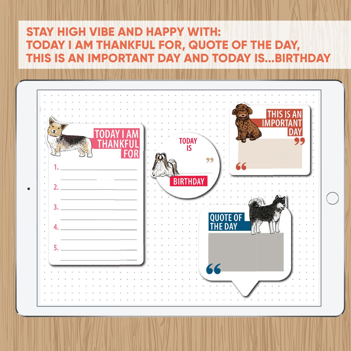 20 Dog DIGITAL Planner Stickers With 10 Sticky Notes Pngs - Etsy