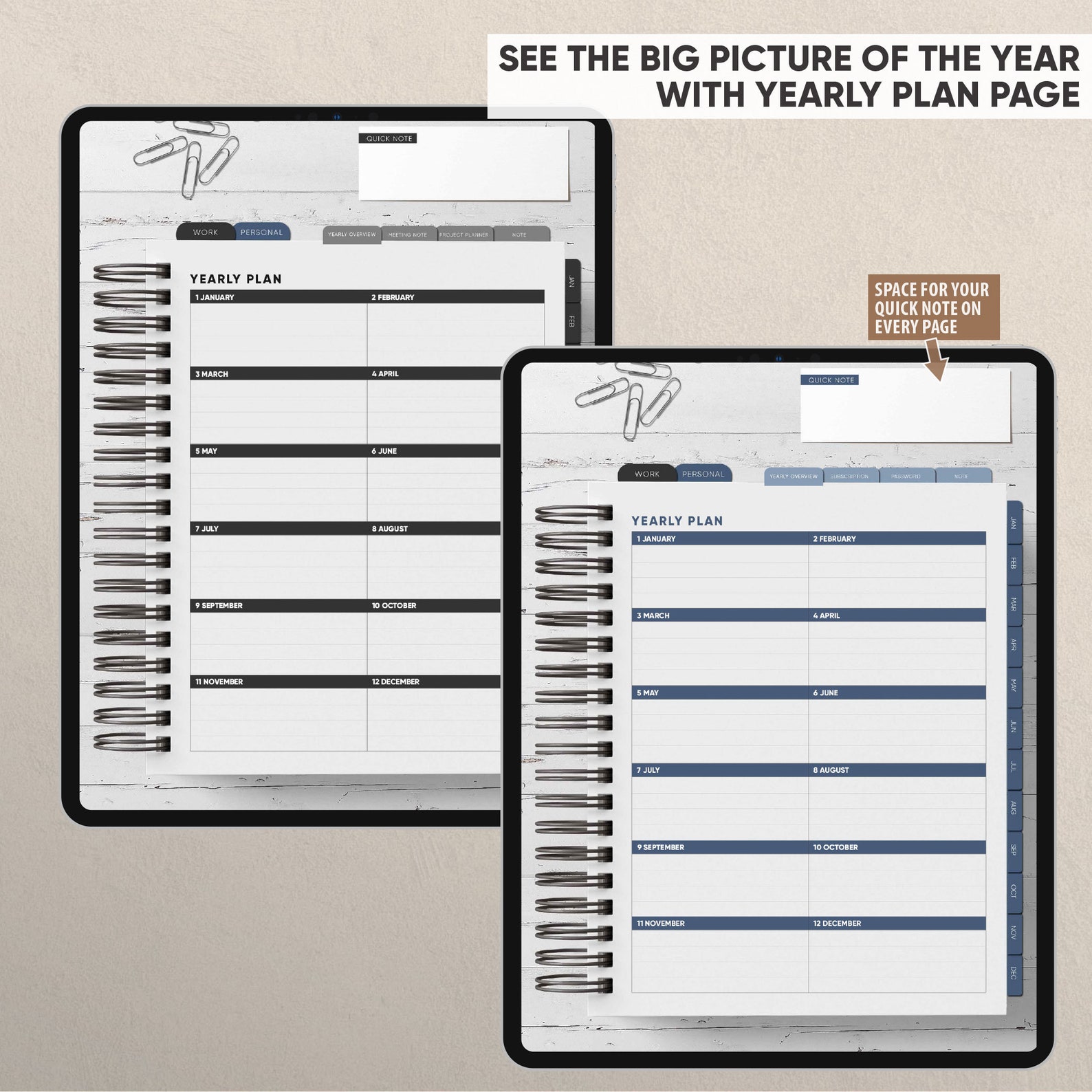 Undated Work and Personal Portrait Planner Complete Planner | Etsy