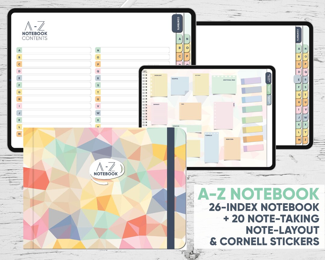 A-Z Notebook With 26-alphabetical-index 20 Noting and Note Layouts ...