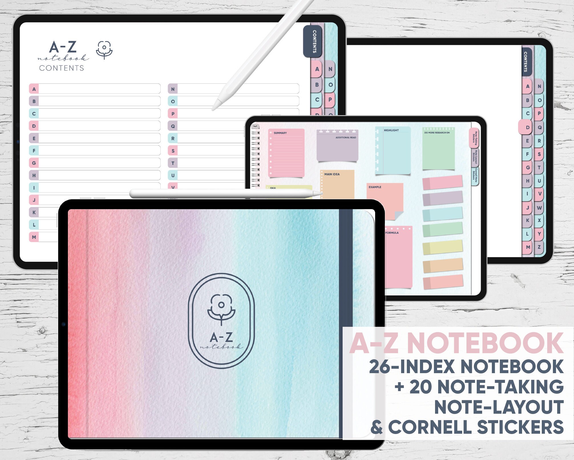 A-Z Notebook With 26-alphabetical-index 20 Noting and Note Layouts ...