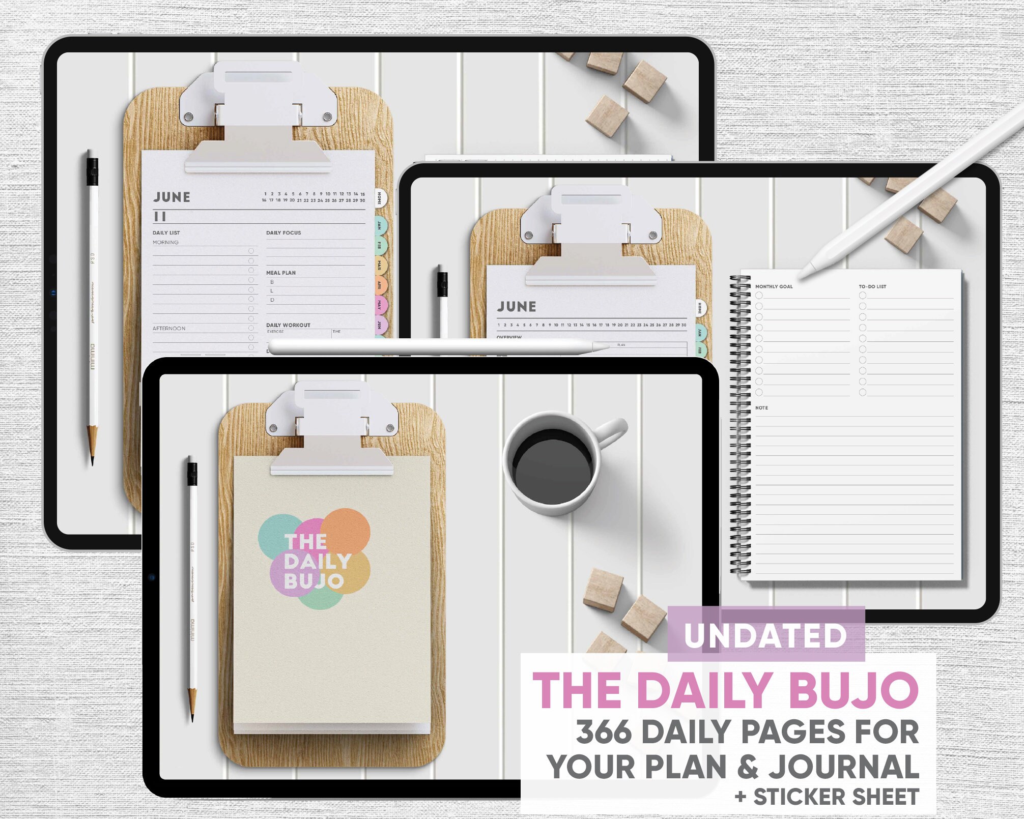 The Daily Bujo Undated 12 Monthly Pages and 366 Daily Pages - Etsy