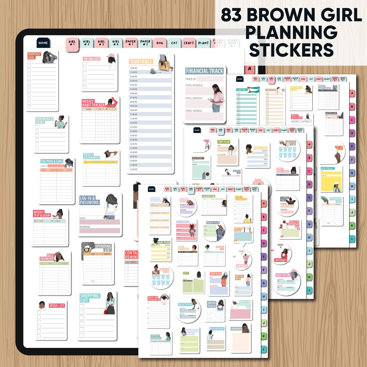 The DIGITAL Portrait Sticker Big Book brown Girl Edition | Etsy