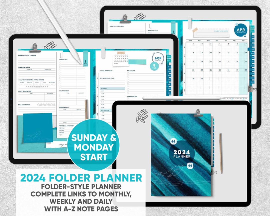 2024 Folder Planner Folder-style Planner With Monthly Weekly - Etsy