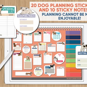 20 Dog DIGITAL Planner Stickers With 10 Sticky Notes Pngs Ready in Book ...