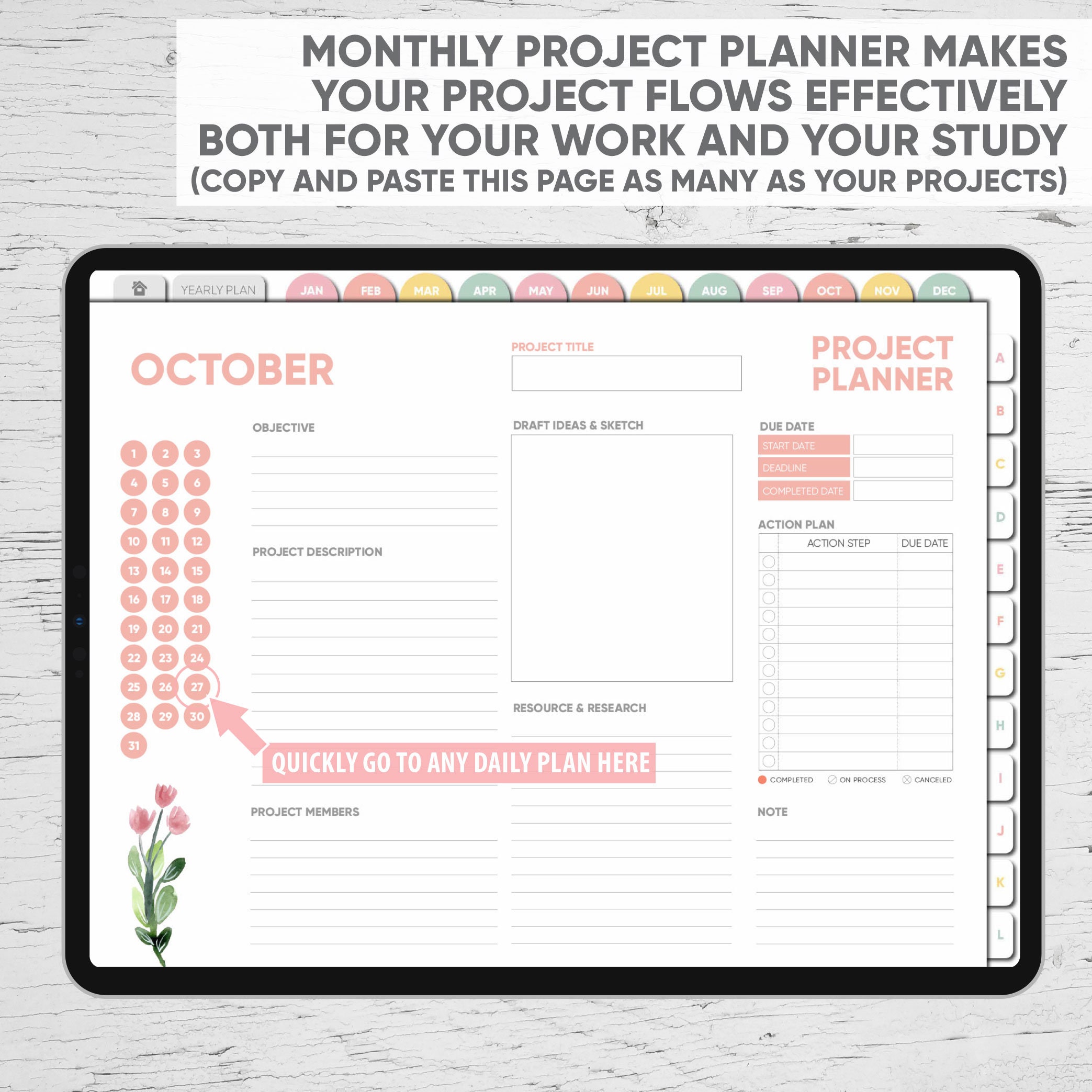 Undated DIGITAL Life Planner sun and Mon Start Complete | Etsy