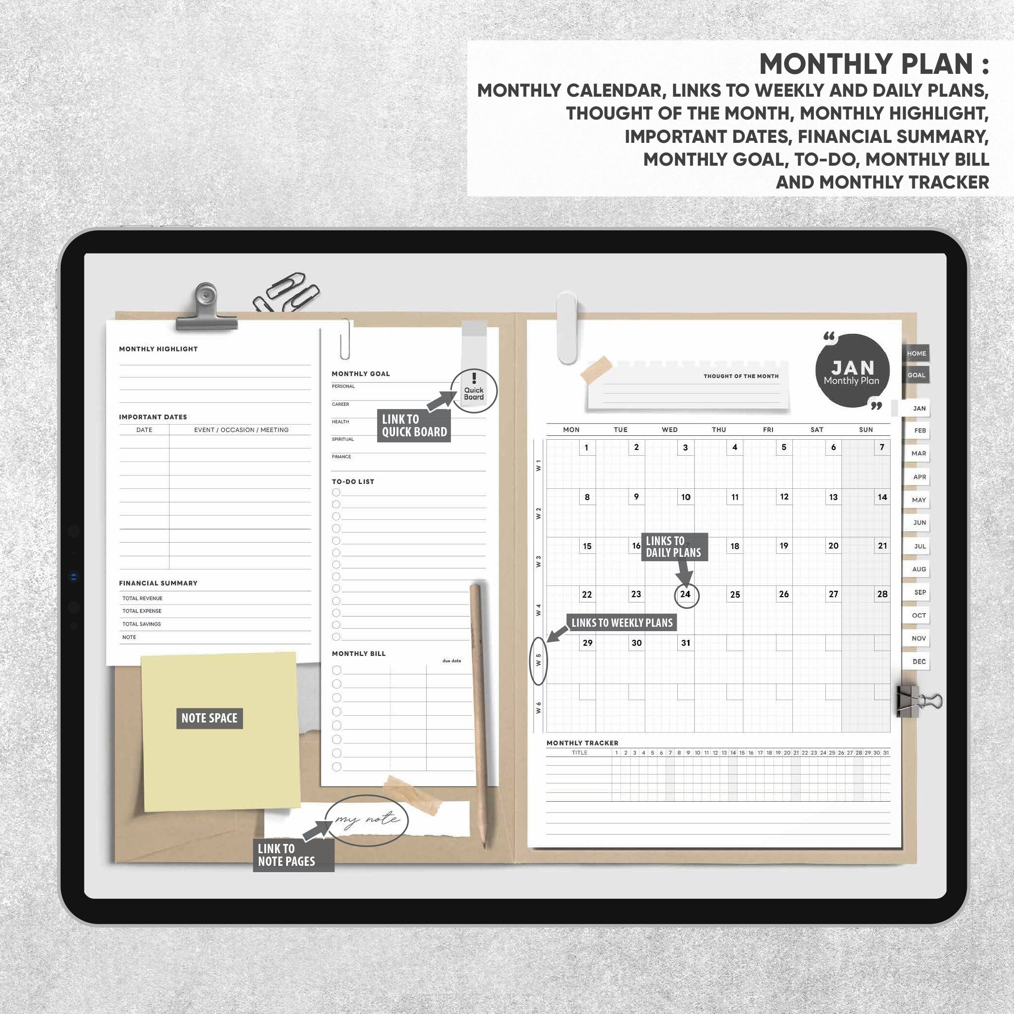 2024 Folder Planner Folder-style Planner With Monthly Weekly - Etsy