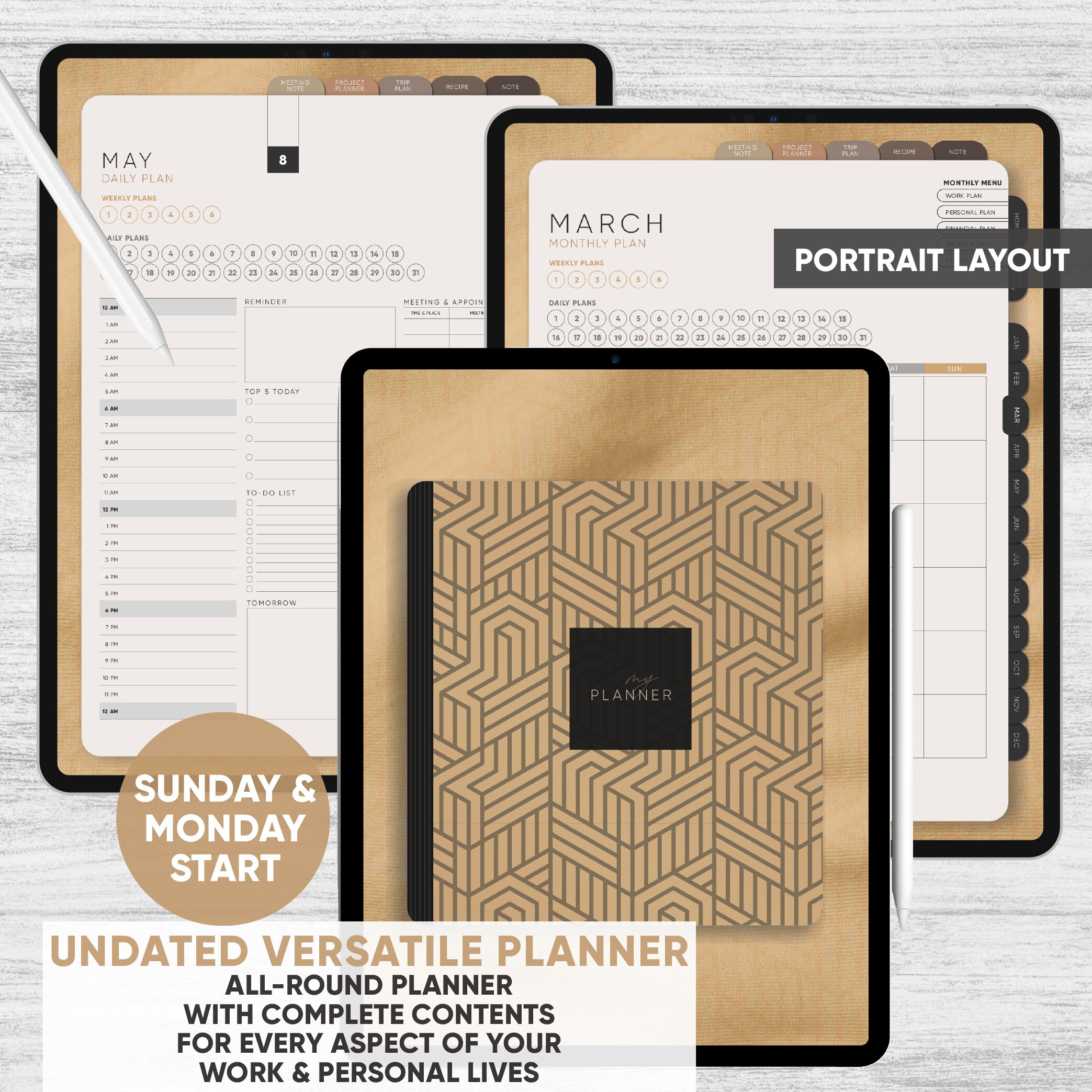The Versatile Portrait Planner Undated All-round Planner for Your Work ...