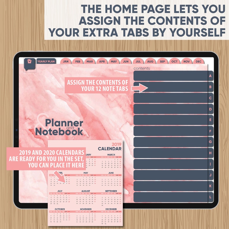 DIGITAL Undated Planner and Notebook Sun & Mon Start with | Etsy