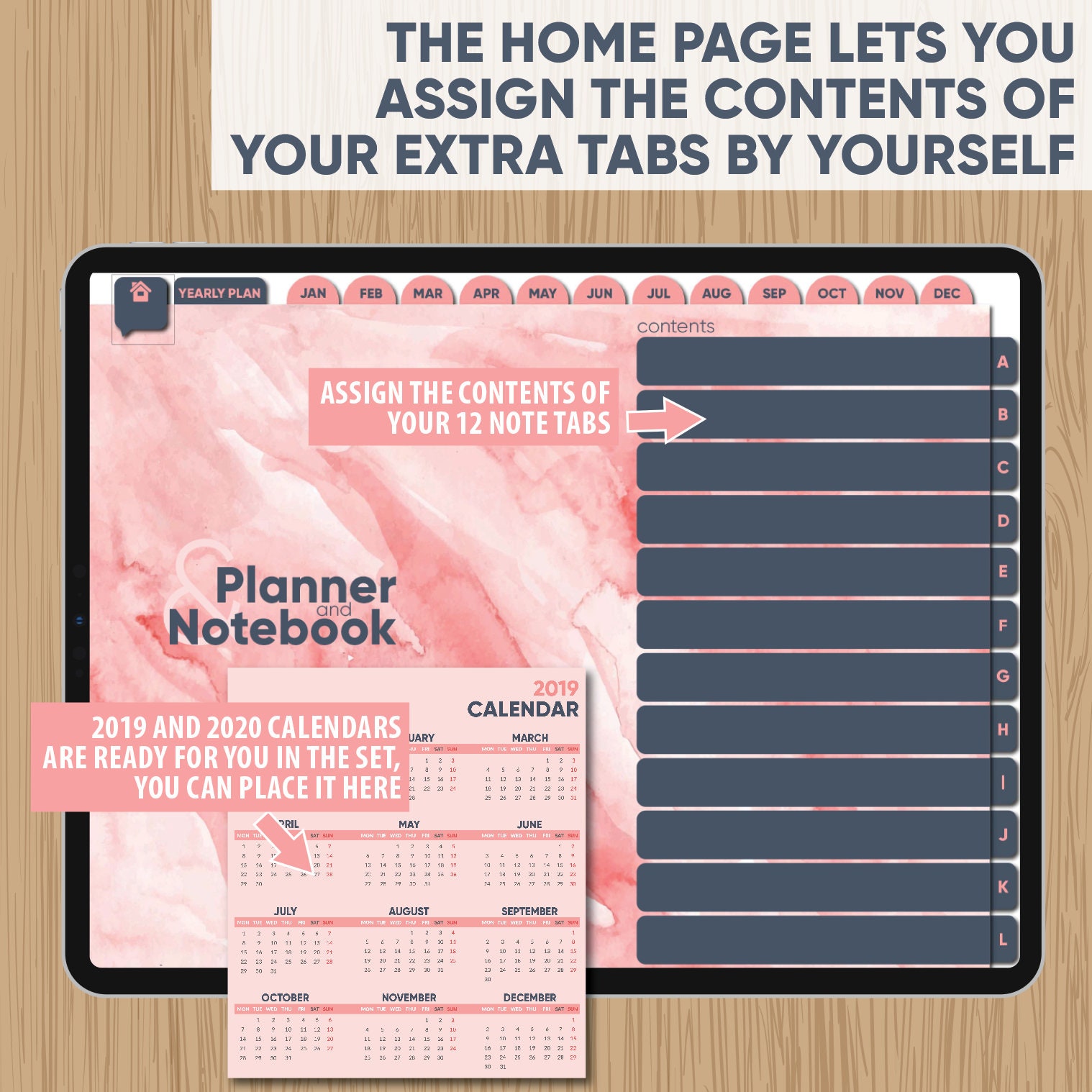 DIGITAL Undated Planner and Notebook Sun & Mon Start with | Etsy