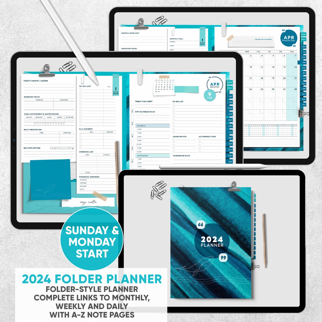 2024 Folder Planner Folder-style Planner With Monthly, Weekly and Daily ...