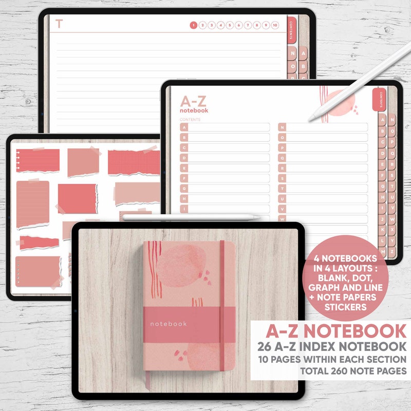 A Z Index Notebook - Etsy UK