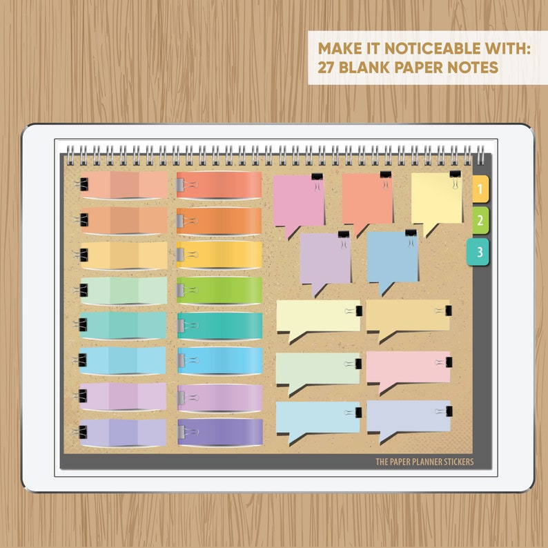 43 Paper DIGITAL Planner Stickers With 27 Blank Paper Notes (pre ...