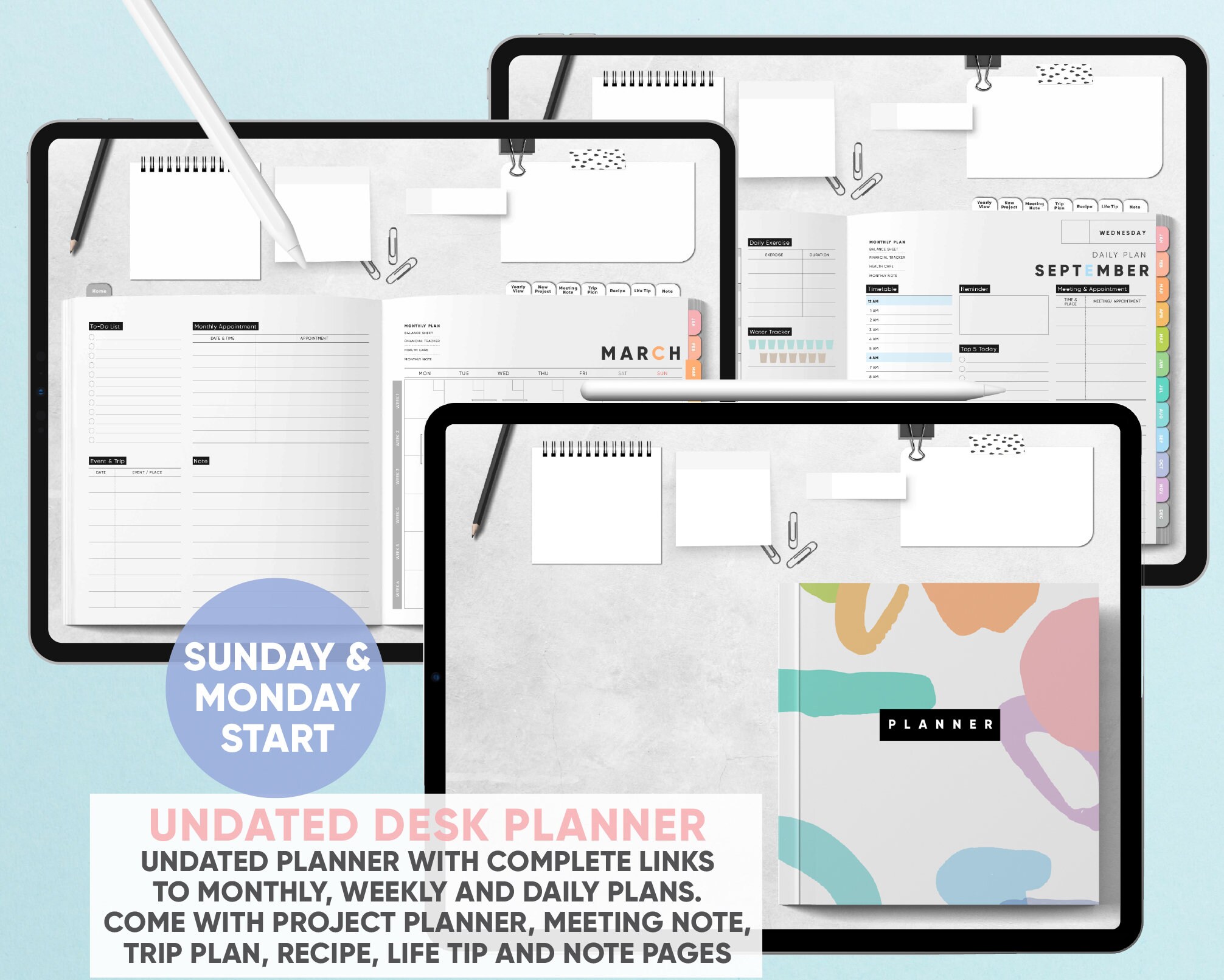 Undated Desk Planner DIGITAL Undated Planner With Complete Links to ...