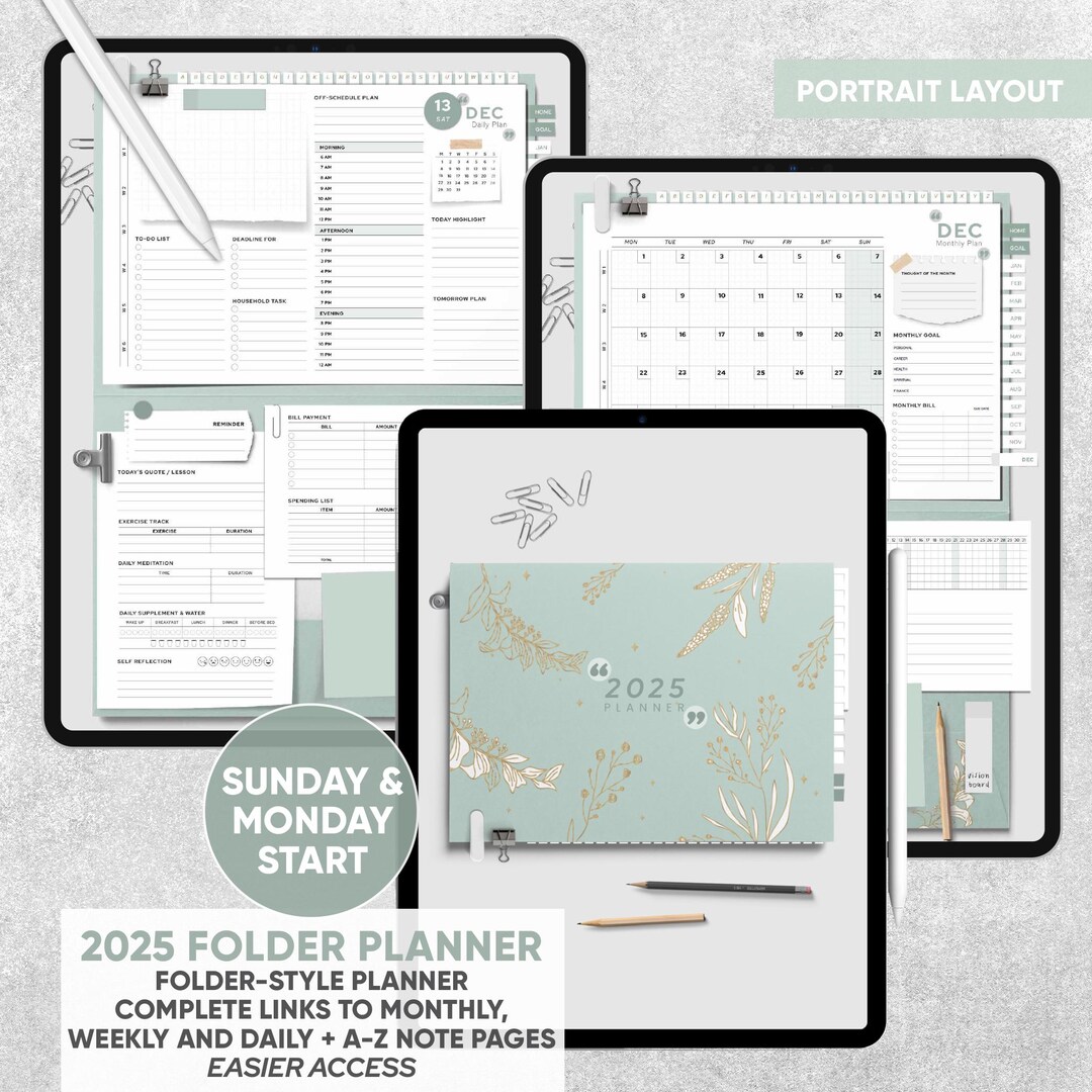 2025 Folder Portrait Planner- Functions in Design - Planner With ...