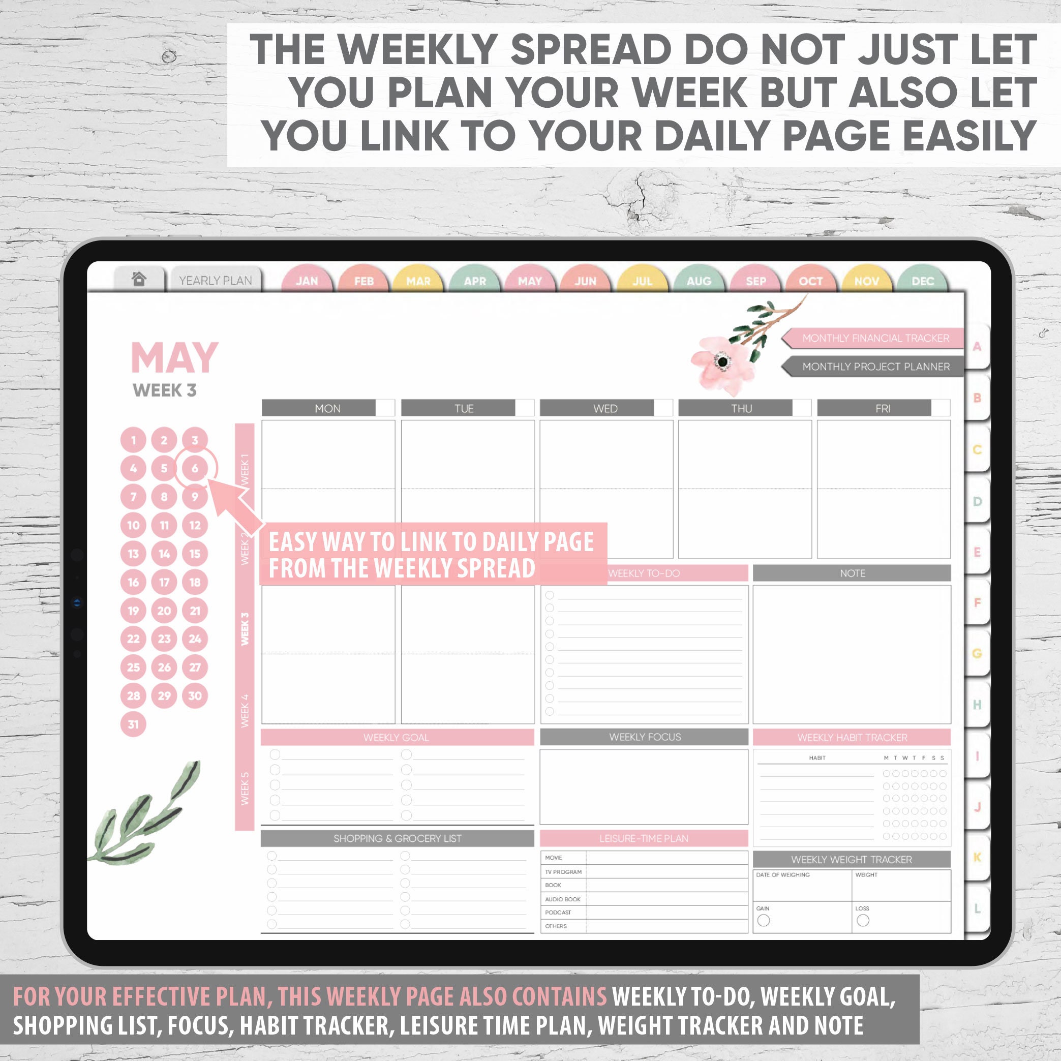 Undated DIGITAL Life Planner sun and Mon Start Complete | Etsy