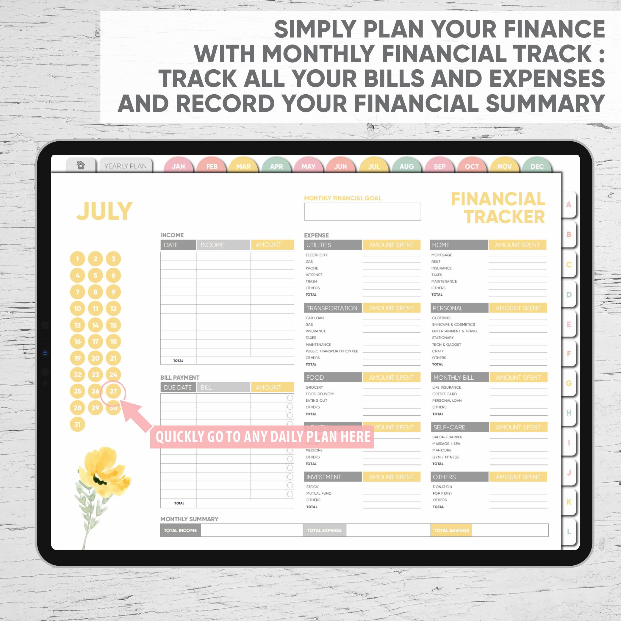 Undated DIGITAL Life Planner sun and Mon Start Complete | Etsy