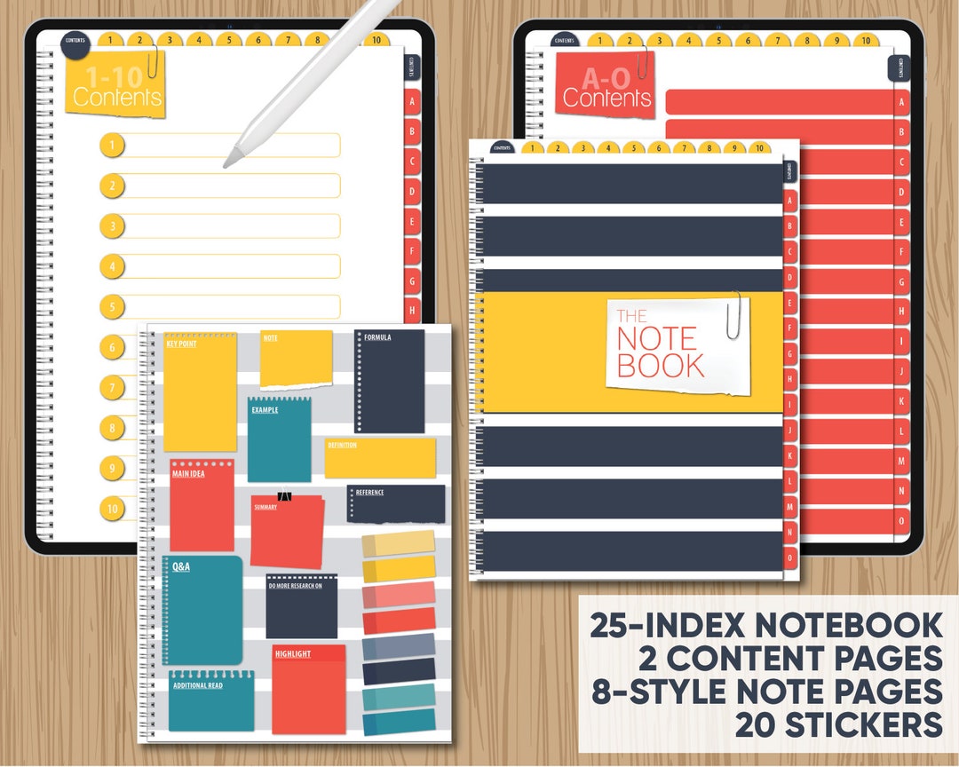 DIGITAL 25-index Notebooks in Portrait 20 Noting Stickers - Etsy