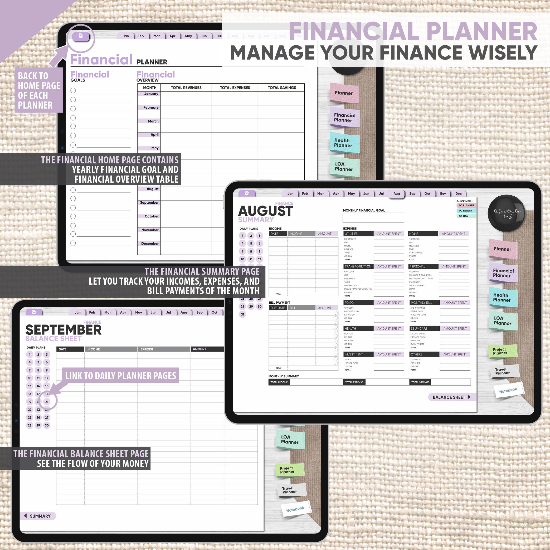The All-in-1 DIGITAL Planner Undated Financial Health | Etsy