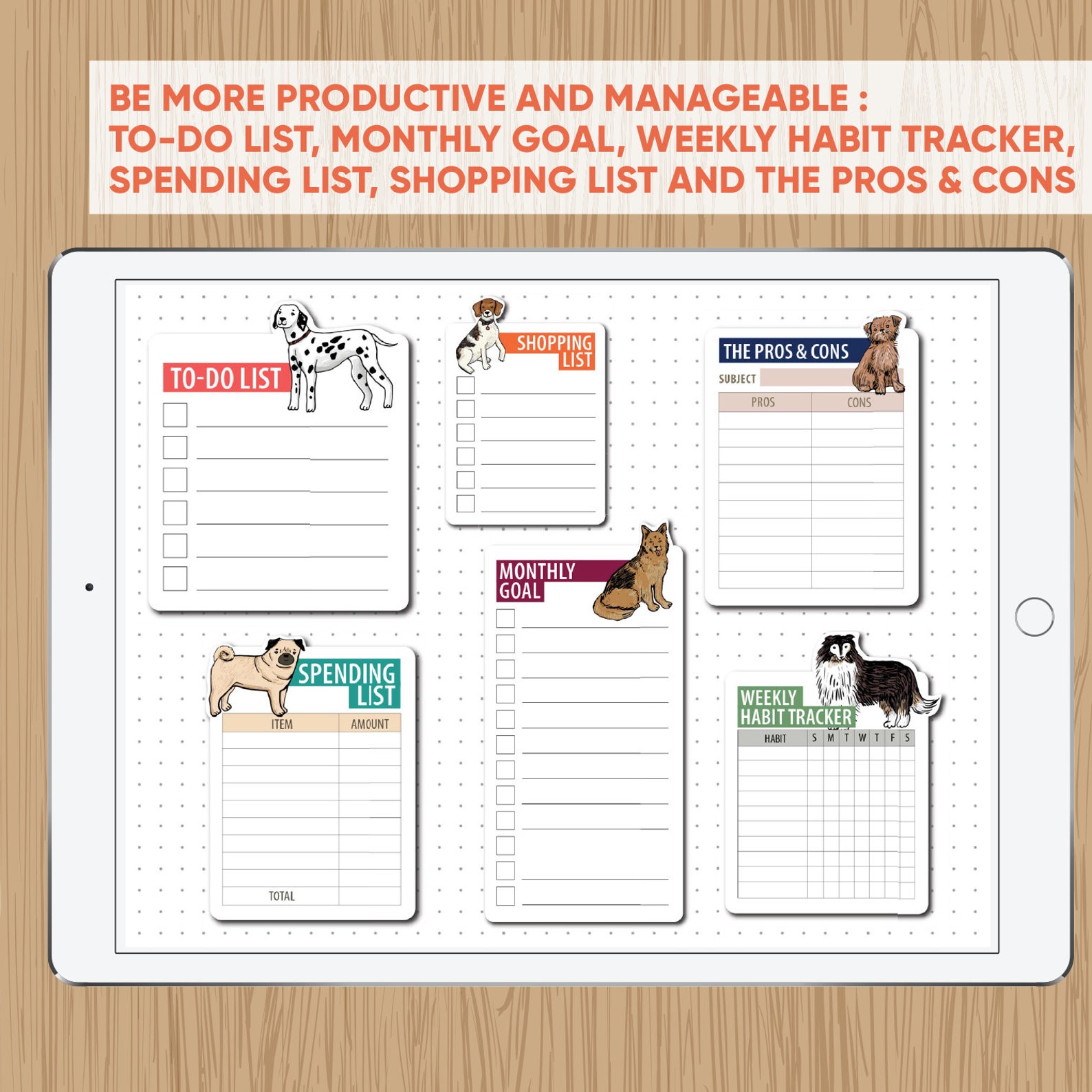 20 Dog DIGITAL Planner Stickers With 10 Sticky Notes Pngs - Etsy