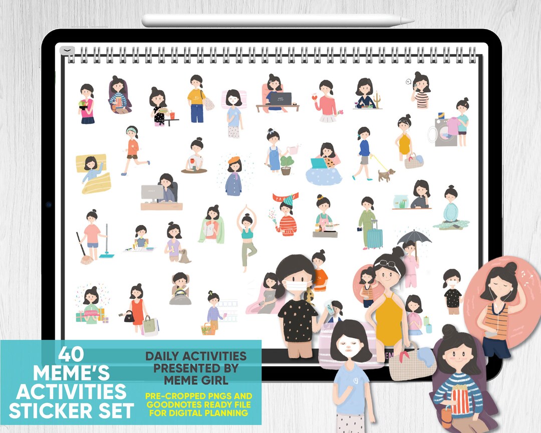 Meme's Everyday Activities DIGITAL Sticker Set With - Etsy