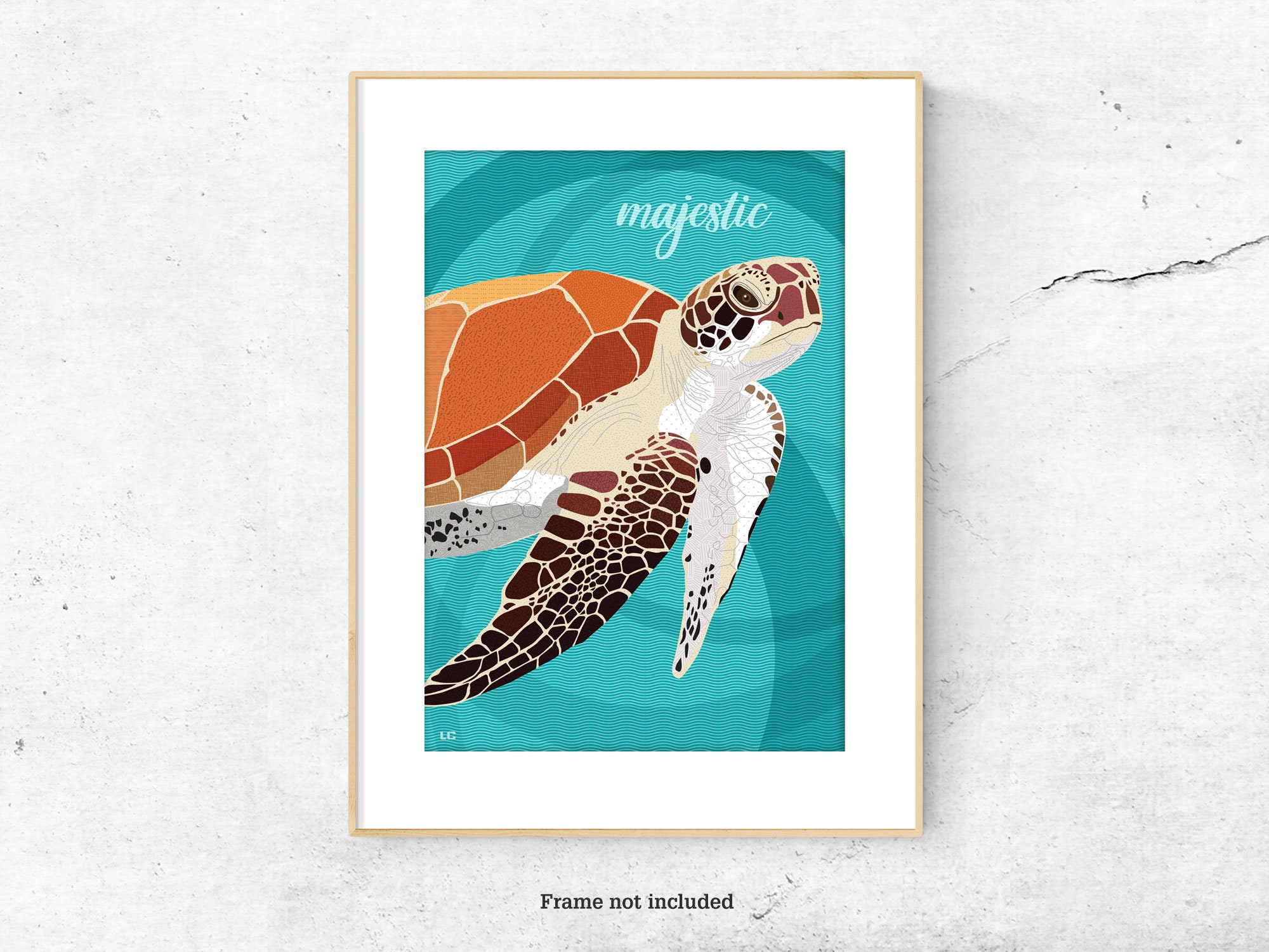 Green sea turtle print poster digital download | Etsy