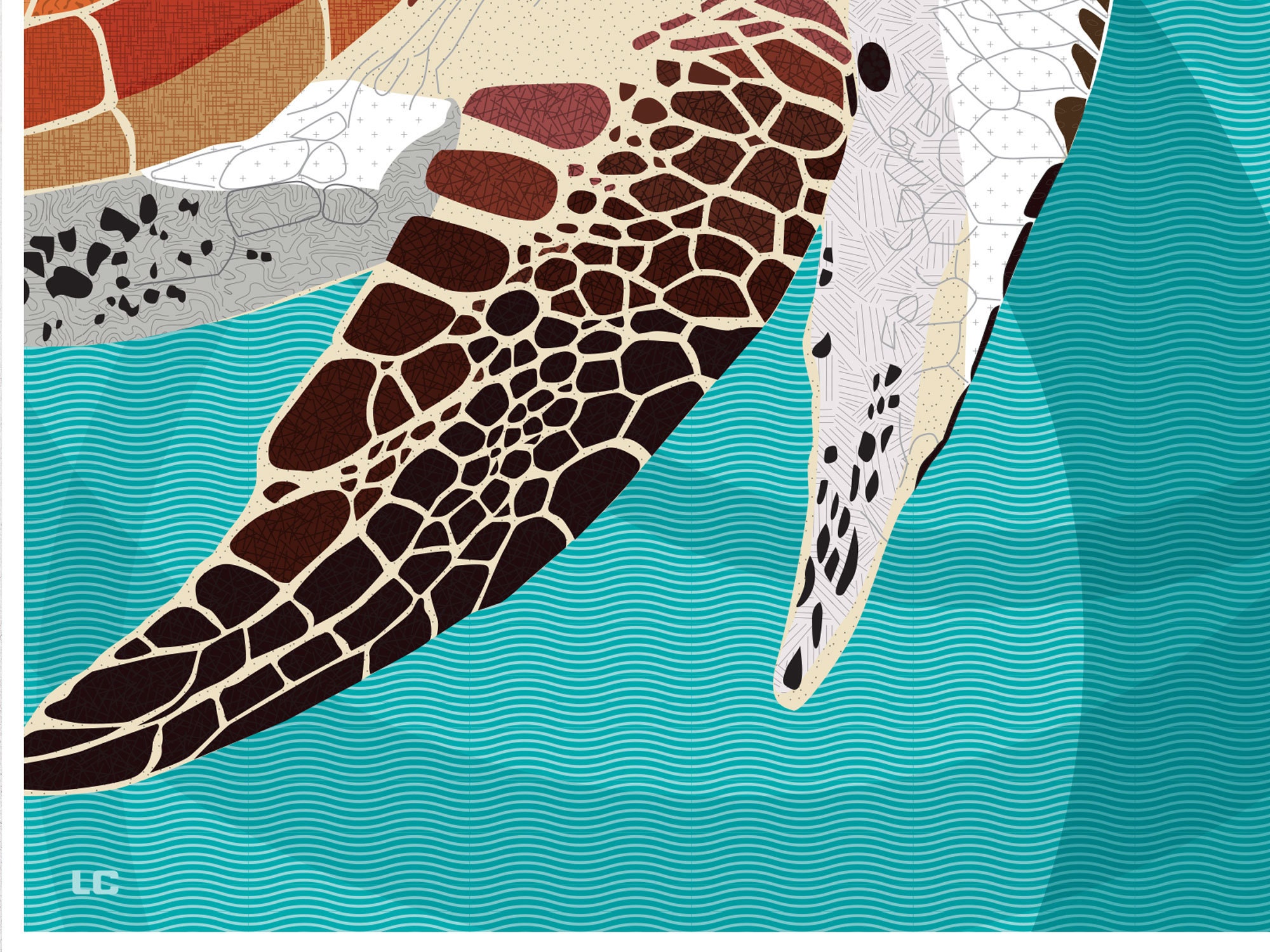 Green sea turtle print poster digital download | Etsy