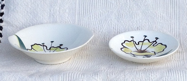 Vintage Blue Ridge Evening Flower Pattern Skyline Shape Dinner Plate or ...