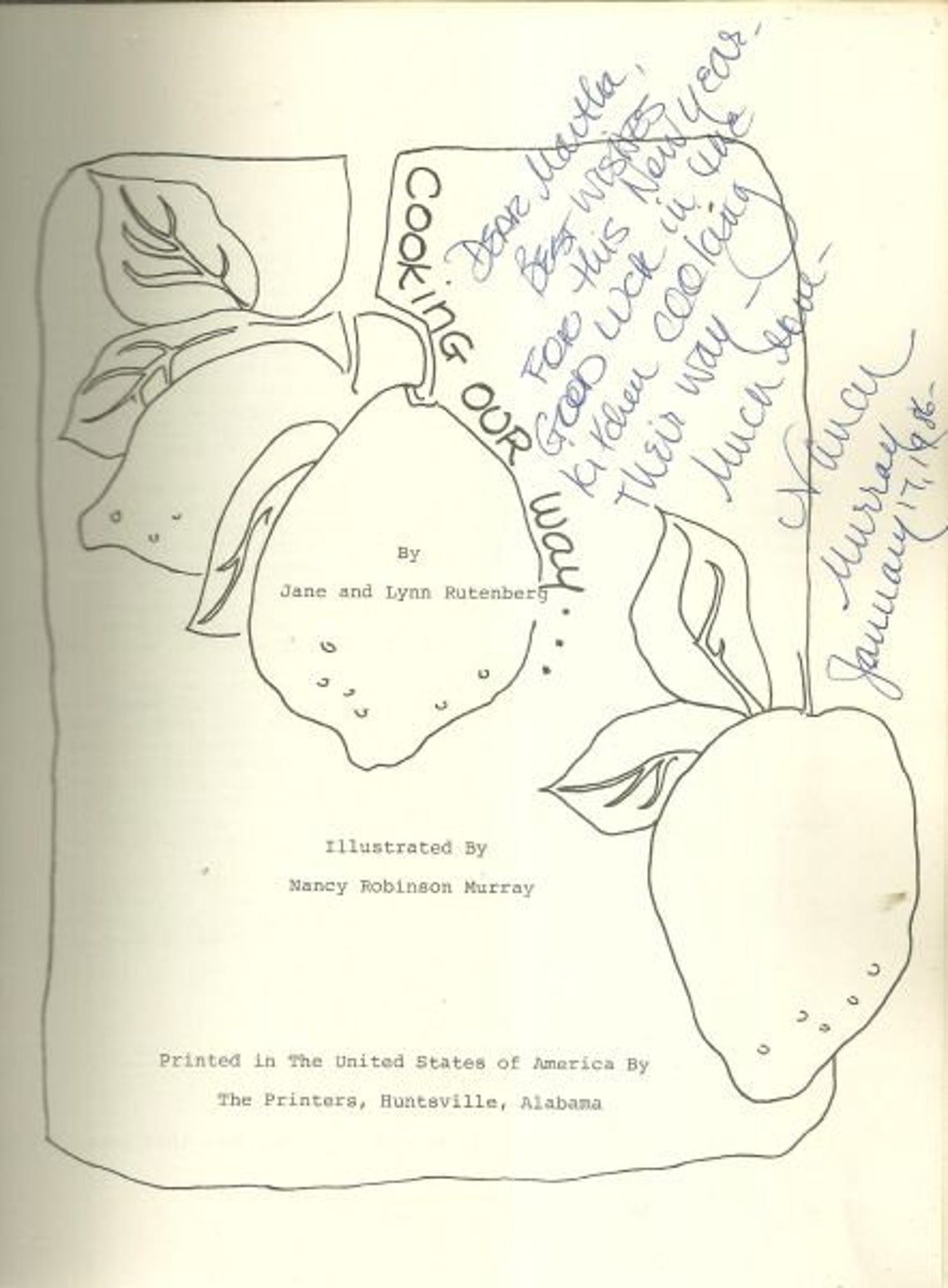 Cooking Our Way by Jane and Lynn Rutenberg 1985 1st Edition Signed by ...