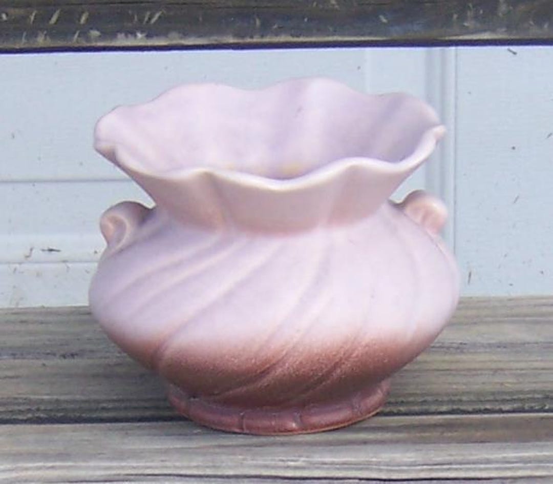 Weller Pottery Lido Pink Plum Swirl Vase With Two Handles Vintage ...