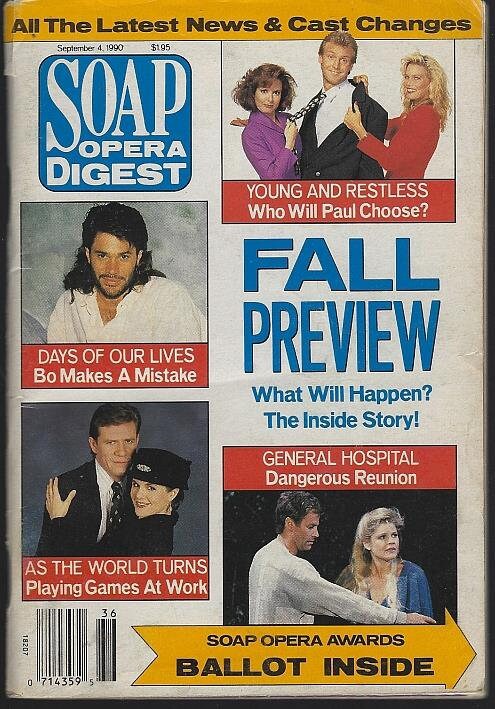 Soap Opera Digest Magazines 1990 Bold and Beautiful, Guiding Light, All ...