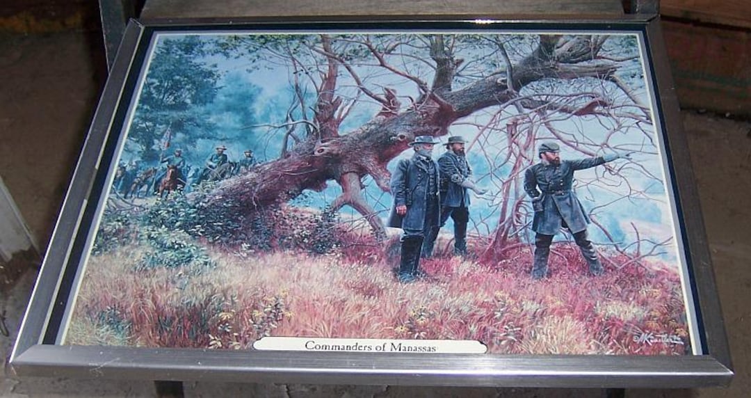 Mort Kunstler Framed Civil War Print Commanders of Manassas Vintage ...