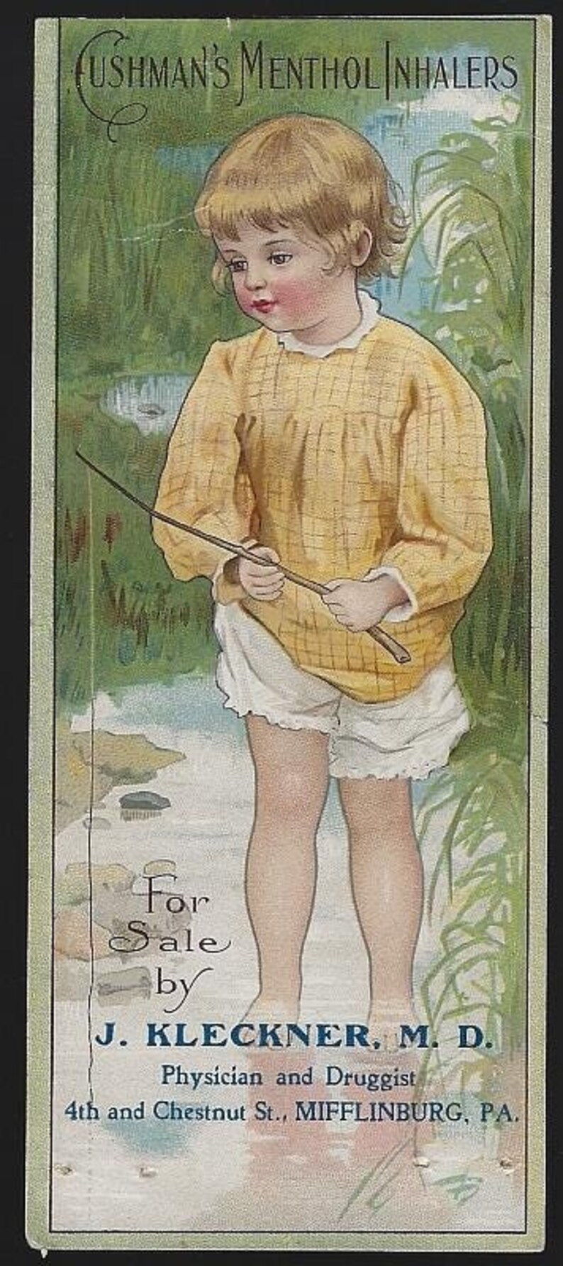 Cushman's Menthol Inhalers Young Girl Fishing Victorian Trade Card ...