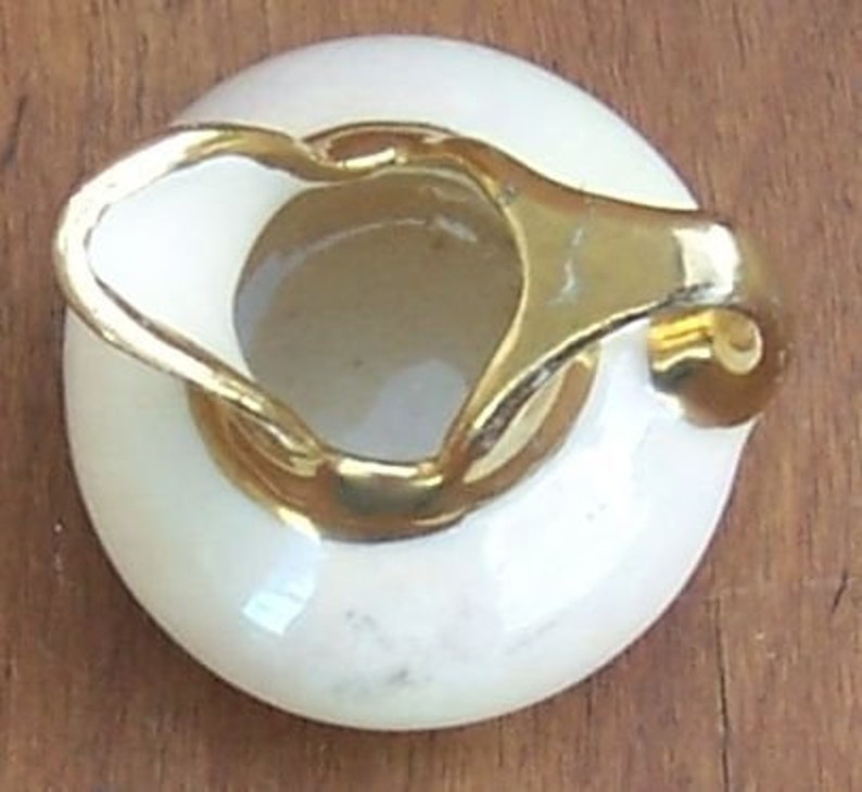 Miniature Pottery Pitchers Yellow With Gold Top, White Lustre Glaze ...