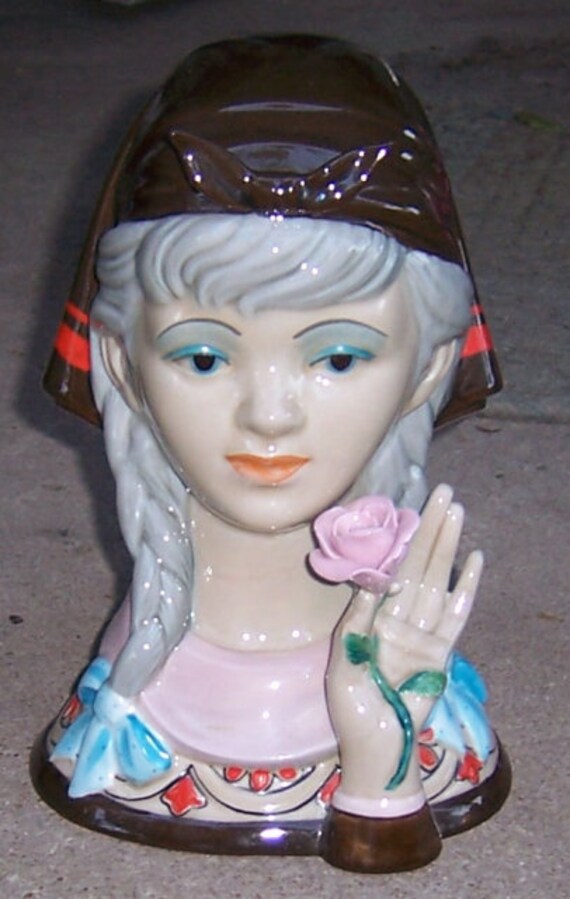 Lovely Lady Holding a Rose Pottery Head Sculpture Made in - Etsy