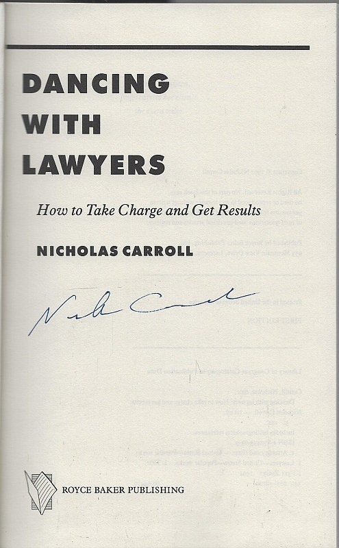 Dancing With Lawyers Signed Nicholas Carroll 1992 Hardcover 1992 1st ...