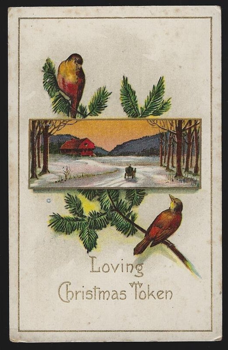 Merry Christmas Birds and Snowy Landscapes Lot Four Vintage Holiday ...
